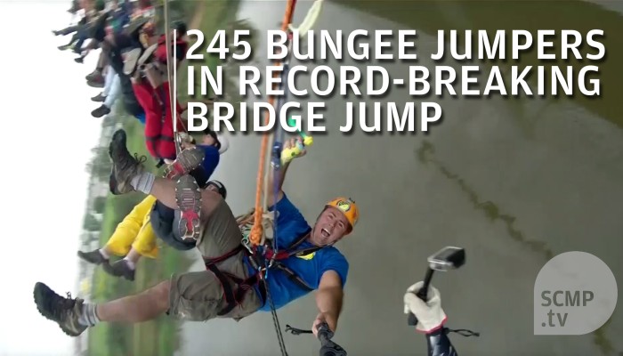 245 bungee jumpers in record-breaking bridge leap | South China Morning ...