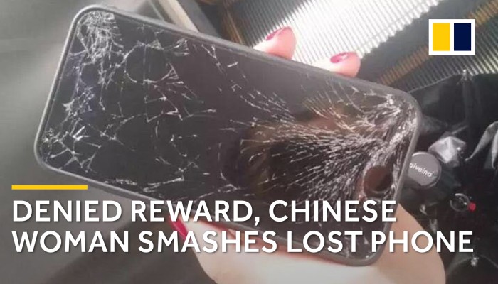 Denied reward, Chinese woman smashes lost phone on ground | South China ...